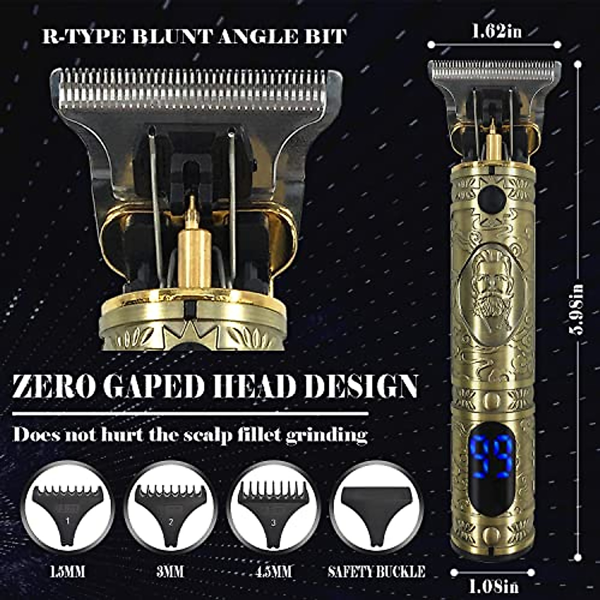 Hair Clippers for Men, Professional Hair Trimmer Cordless Zero Gapped Trimmers Rechargeable Clipper Electric Beard Trimmer Shaver Hair Cutting Kit with LCD Display Haircut & Grooming Kit Gift for Mens