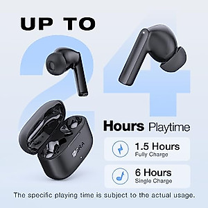 1 Hora Earbuds Wireless Bluetooth 5.3 with Charging Case, Waterproof Earphones, Built in Mic Headset,Deep Bass Headphones Compatible with Smart Phone, Laptop, Tablet
