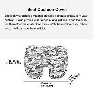 Qilmy Camouflage Seat Cushion Cover Breathable Non-Slip Memory Foam Seat Cushion Cover for Office Chair Car Wheelchair, 17 x 14 x 2.2 Inch