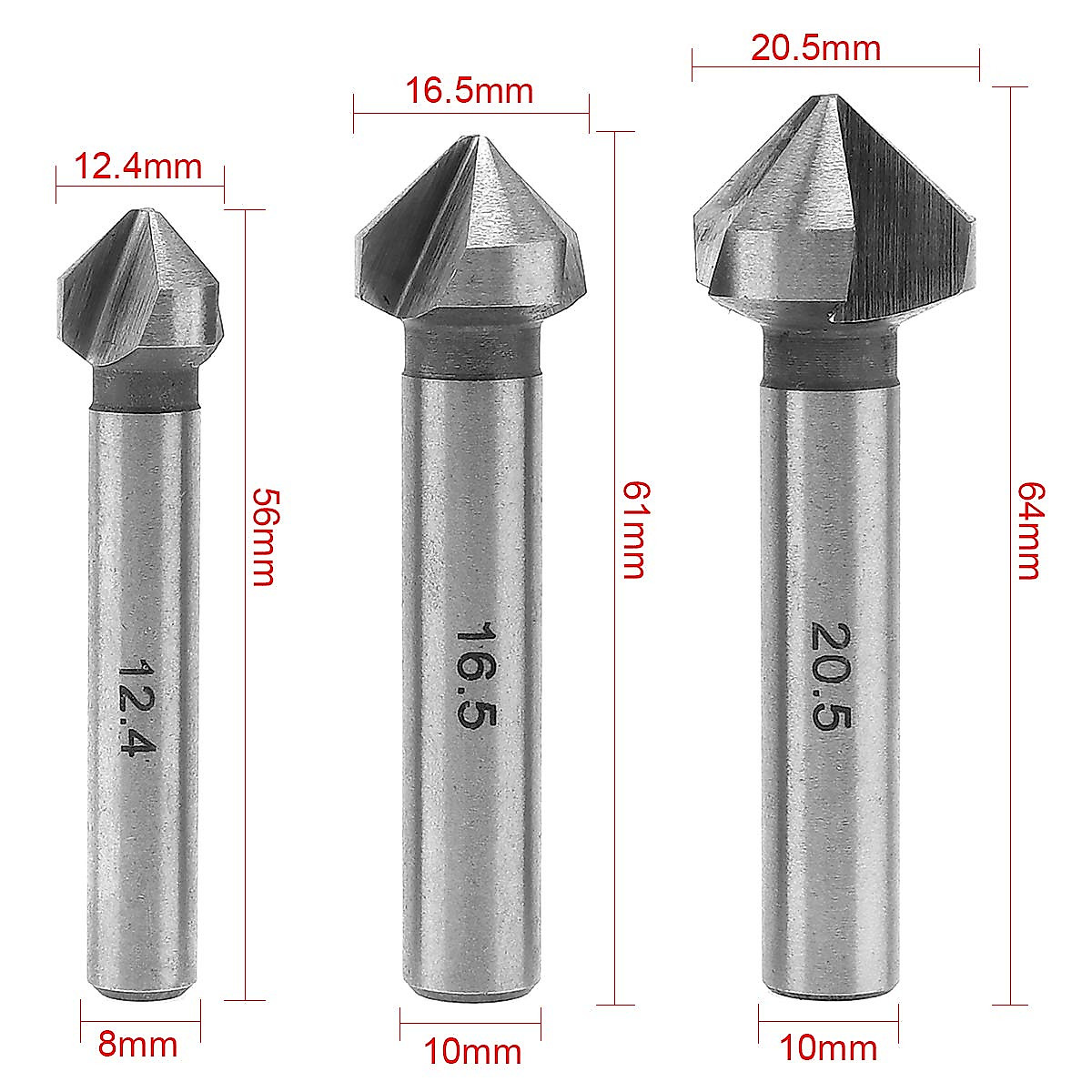 ChgImposs 6Pcs Countersink Drill Bit, 3 Edge 90 Degrees Chamfer End Mill Cutter Chamfering HSS Countersink Drill Bit