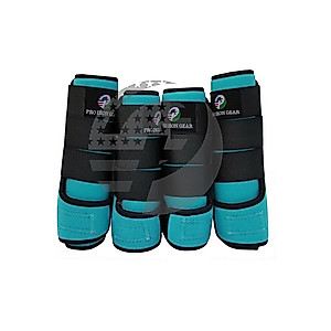 RIDING GEARS Horse Medicine Brushing Boots Leg Wraps Protection Gear Set of 2 and Set of 4 in 14 Colors (Small/Pony, Sky Blue/TURQUOIS (Set of 4))