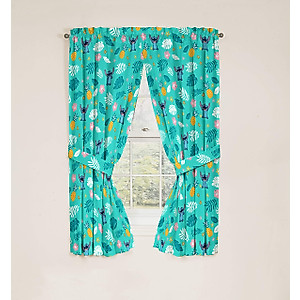 Jay Franco Disney Lilo & Stitch Aloha Stitch 63" Inch Drapes - Beautiful Room Décor & Easy Set Up, Bedding - Curtains Include 2 Tiebacks, 4 Piece Set (Official Disney Product)