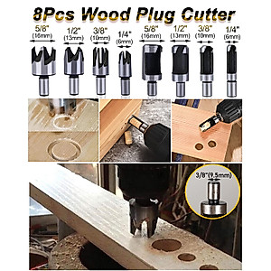 28 Pack Woodworking Chamfer Drilling Tools with a Case, Rocaris Including 6 Countersink, 5 Metric Step Drill Bit, 7 Counter Sinker Drill Bit Set with L-Wrench, 8 Wood Plug Cutter