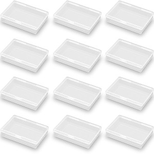 Farmer Mani 12 Pieces Rectangular Clear Plastic Storage Containers for Tiny Items and Other Craft Projects. (3.94 x 2.76 x 0.95 inch)