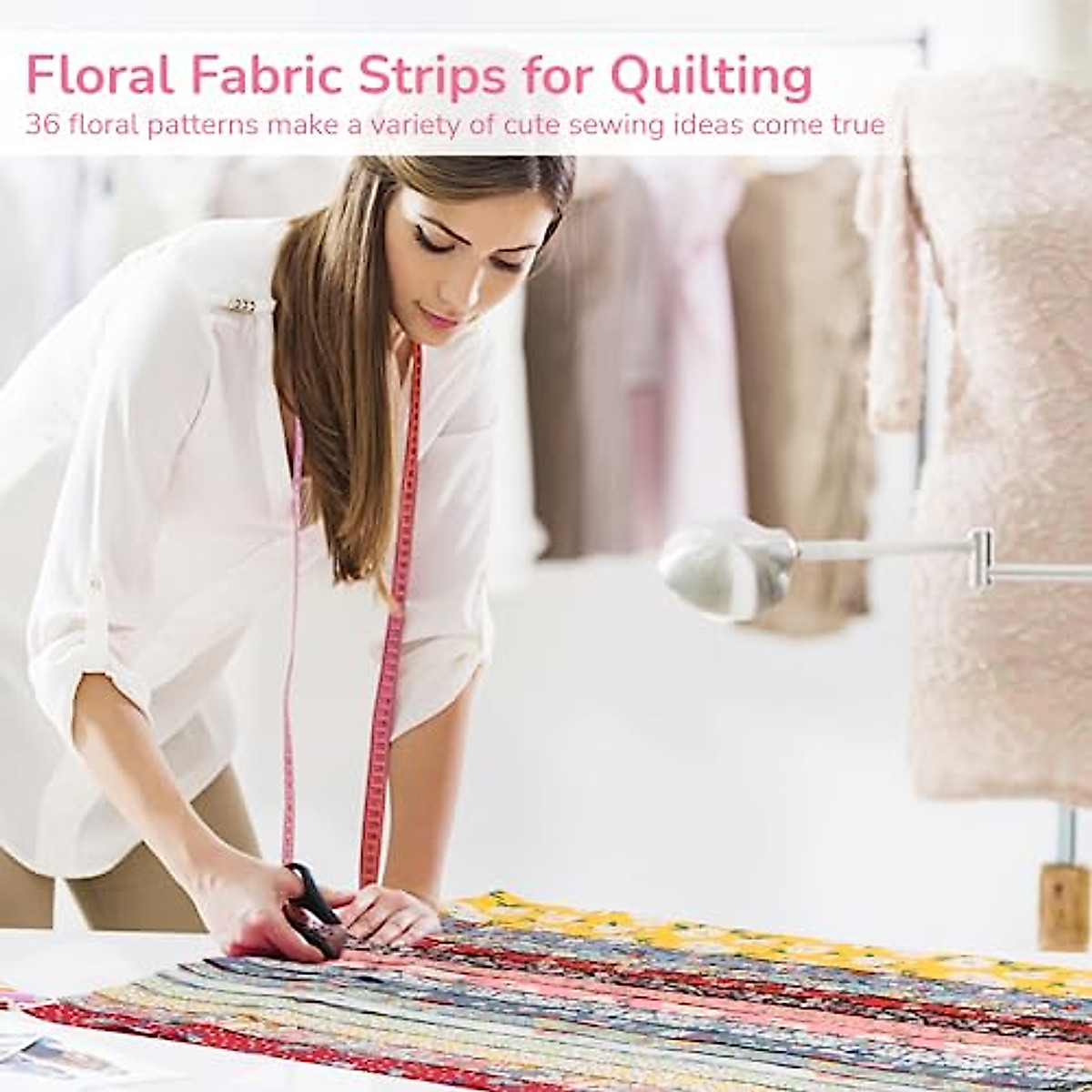 Floral Fabric Strips for Quilting 36PCS Fabric Jelly Rolls Pre-Cut 2.46-inch Jelly Roll Cotton Fabric Bundle Printed Floral Roll up Cotton Fabric Strips for Patchwork DIY Sewing Crafts