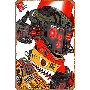 Cloxks 02HIRO UNIT 'NETSLINGER' Sci-fi Tech Concept Art 8x12 Inches - Vintage Metal Tin Sign for Home Bar Pub Garage Decor Gifts