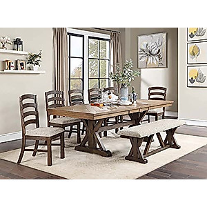 ACME Furniture Rectangular Dining Table, Rustic Brown and Oak