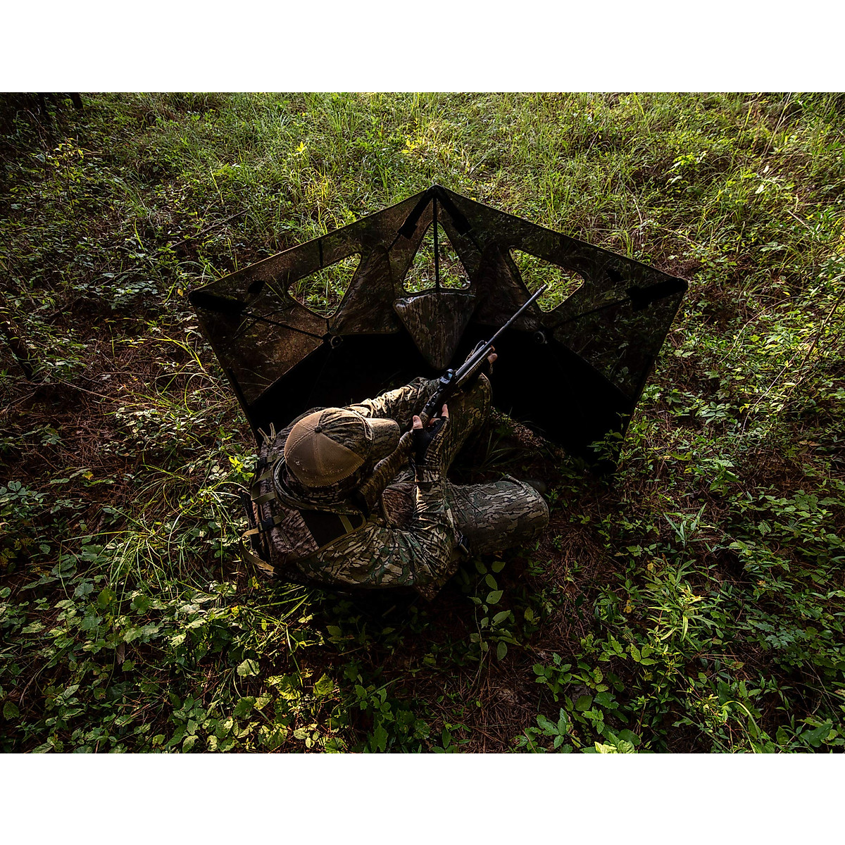 Primos Hunting DoubleBull 2-Panel Stakeout Blind with 3 Shoot Through Ports in Mossy Oak Greenleaf Camo