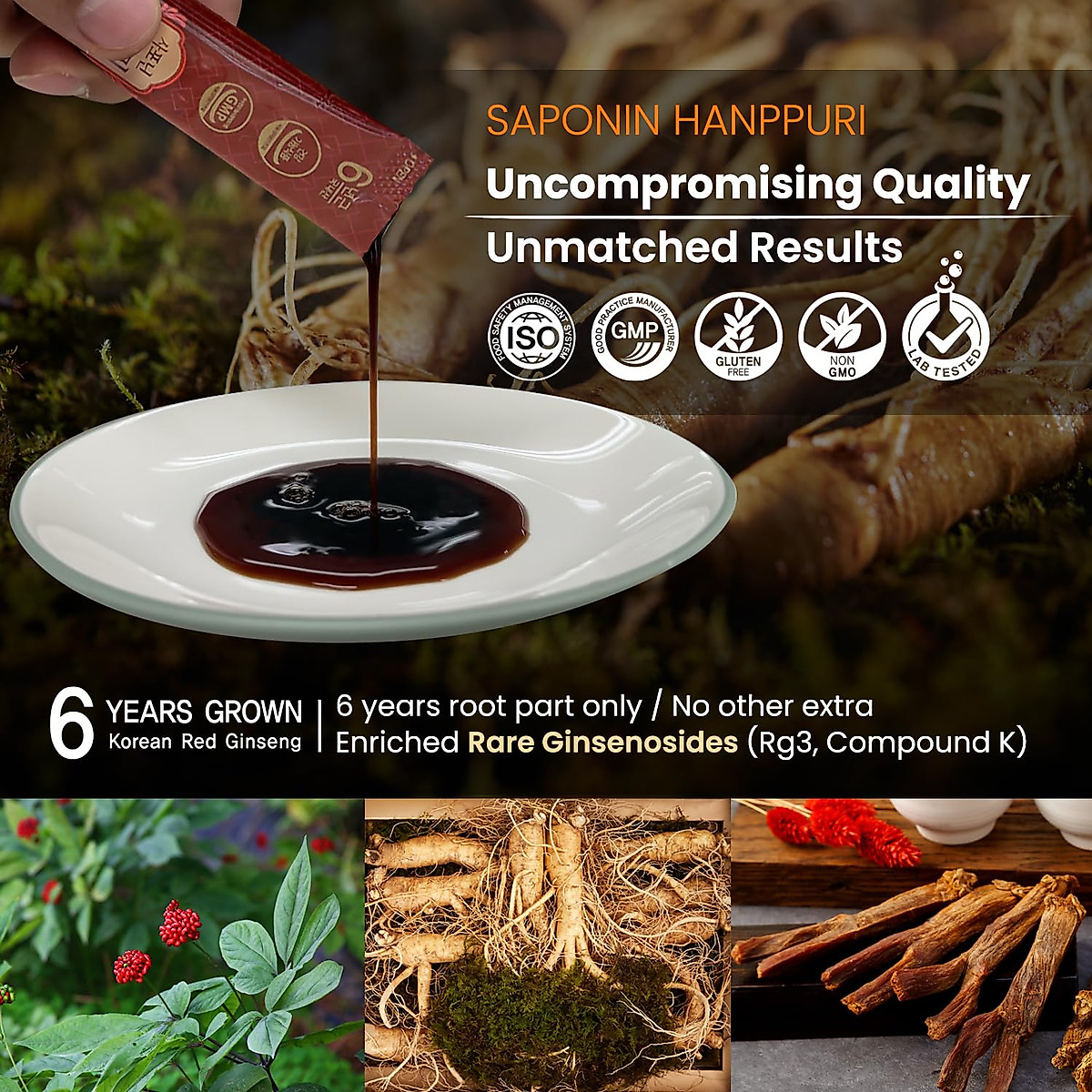 Korean Panax Red Ginseng Extract-6 Year Roots Ginsenoside-20mg Made in Korea. Every Day for Immunity, Energy & Stamina Boost, Memory, Mood, Focus, and Overall Health 10g X 30 Pcs