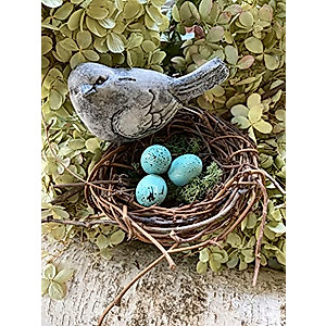 Outdoor Yard Decor, Fairy Garden Accessories, Housewarming Gift for Bird Lovers, Resin Stone Tabletop Figurines Set of 2