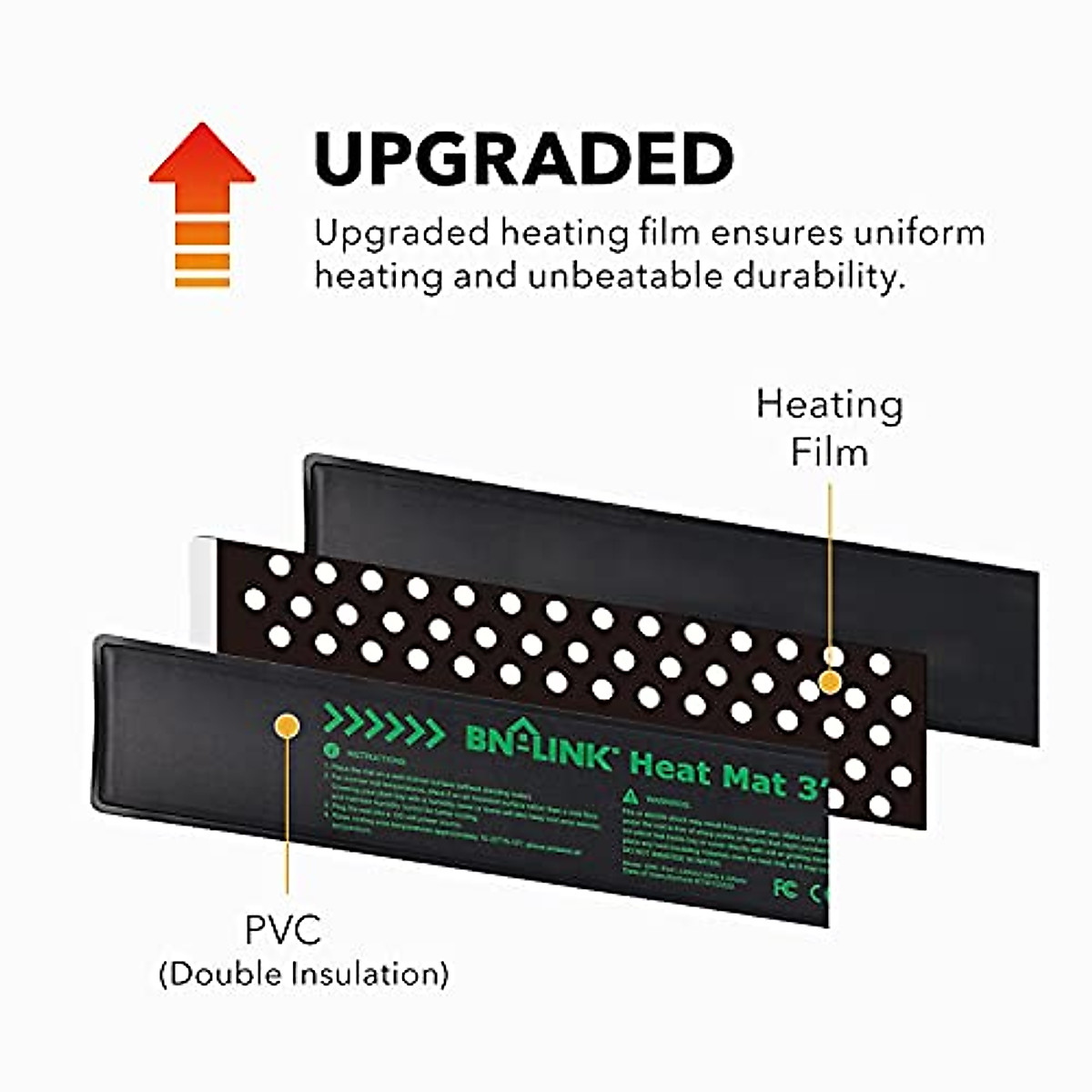 BN-LINK Durable Seedling Heat Mat Warm Hydroponic Heating Pad Waterproof 3" x 20" for Seed Starting Greenhouse and Germination