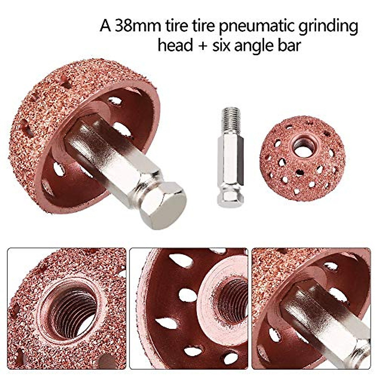 Tire Buffing Wheel, Acouto 38mm 70 Grid Tire Buffer Wheel Abrasiveness Coarse Buffing Wheel with Linking Rod Tire Patching Buffer Tool Tire Repair Patch Tools