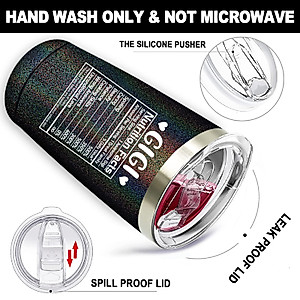 SpenMeta Gigi Gifts for Grandma - Gigi Mothers Day Gift, Gigi Nutrition Facts Tumbler - Mothers Day Gift for Grandma, Birthday, Christmas Gift for Gigi - 20oz Gigi Tumbler Cup