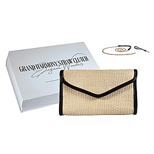 Straw Shoulder Bag, Grand Harmony Straw Crossbody Clutch Purses for Women Evening Small Purse Beach Envelope Handbag