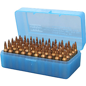 MTM 50 Round Flip-Top Rifle Ammo Box 270 Win 280 Rem 30-06, Blue