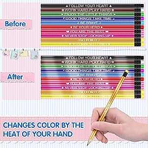 Eersida 80 Pcs Motivational Pencils Color Changing Mood Pencil Inspirational with Sayings 2B Thermochromic Eraser for Student Christmas Gift (Multicolor, Style)