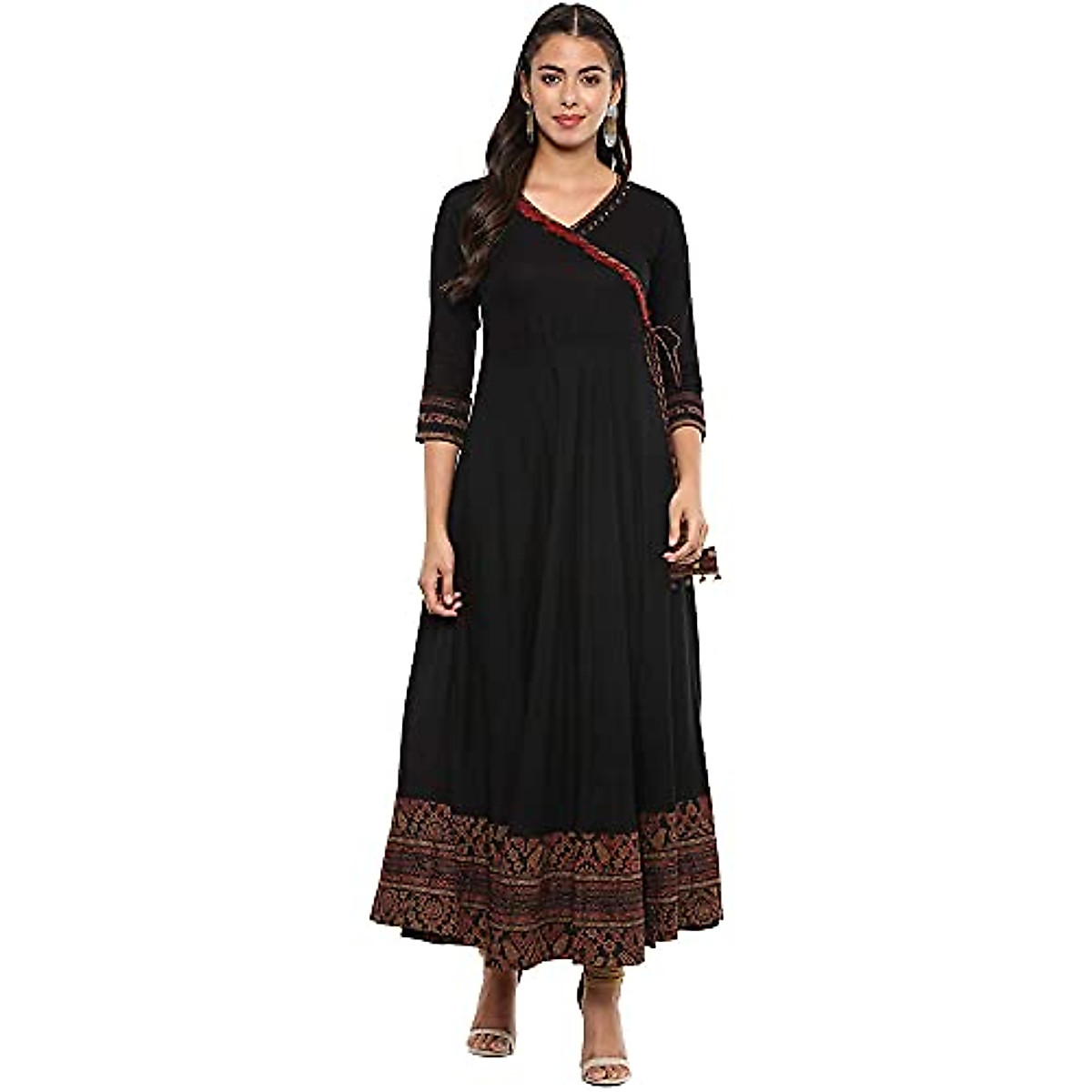Yash Gallery Women's Indian Anarkali Kurtis for Women Black
