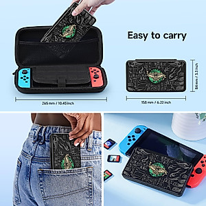 JINGDU 24-Slot Switch Game Case for Switch Games & micro SD Cards, Hard Shell, Soft Lining, [Shockproof, Portable], the Switch Game Holder Suitable for NS, Lite & OLED Games, Black