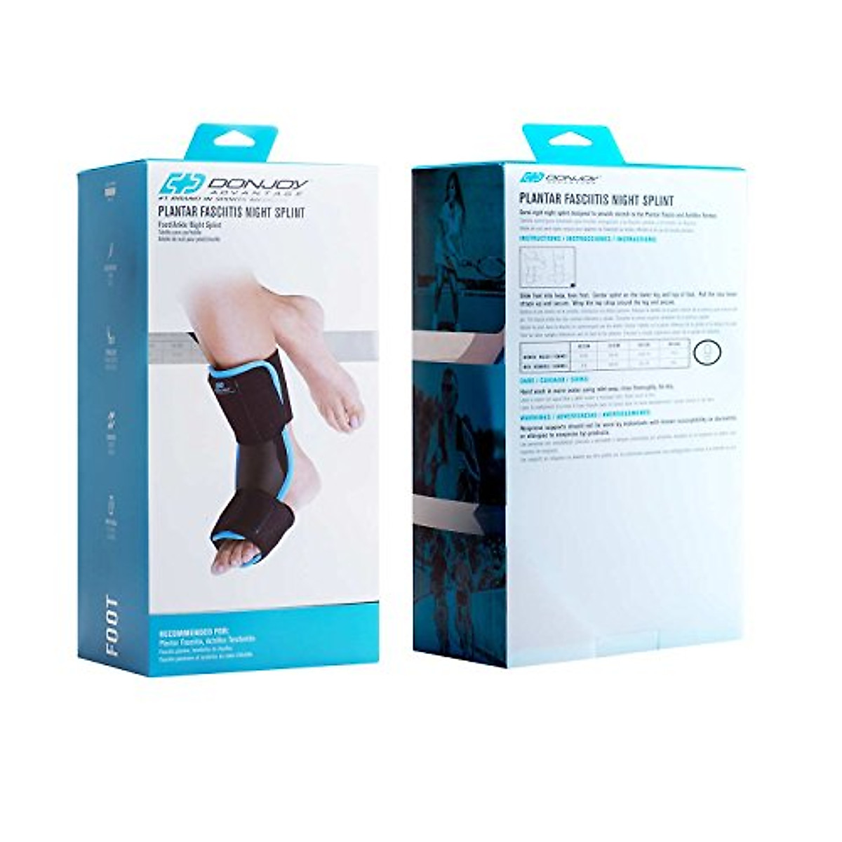 DonJoy Advantage DA161FB01-BLK-S/M Plantar Fasciitis Night Splint, Rigid Support for Maximum Stretch, Pain Relief, Achilles Tendonitis, Lightweight