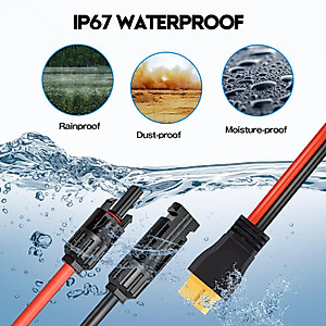 DVUIYYL XT60 Extension Cable Solar Connector XT60 Connector, 12AWG 10Ft, XT60 Connectors to XT60 Adapter Solar Cable for Portable Power Plants and Solar Generators