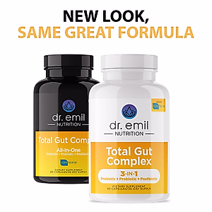 DR. EMIL NUTRITION Total Gut Health Complex - Prebiotic + Probiotic + Postbiotic Gut Health Supplements for Women and Men - Probiotics for Digestive Health & Gut Health, 60 Capsules
