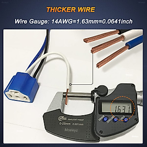 H4 Pigtail Socket Wiring Harness Headlight Plug Heavy Duty14AWG Ceramic Headlight Connector-H4 HB2 9003 (Pack of 2)