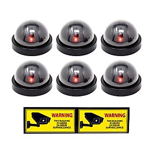 Mandala Crafts Fake Security Cameras with Led Light - Dummy Security Cameras - 6 Fake Surveillance Fake Camera Outdoor Indoor Simulated CCTV Fake Video Cameras