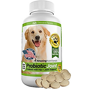 Amazing Probiotics for Dogs Eliminates Diarrhea and Gas with Hip Joint Pain Relief, 120 Chews