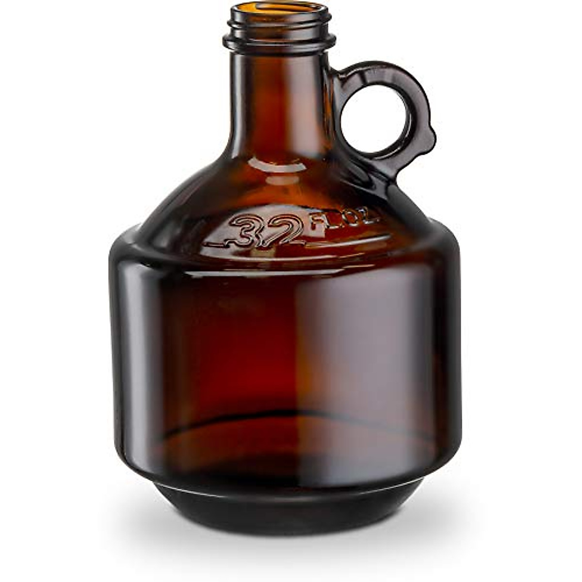 KooK Amber Glass Bottles, Growlers, with Black Plastisol Lined Lids, Beer, Soda, Cider, Kombucha, Set of 6, 32oz