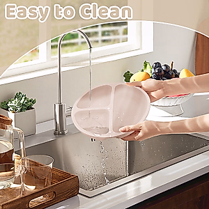 Bufims Silicone Baby Feeding Set, Baby Led Weaning Supplies, Eating Essentials Utensils with Suction Plate and Bowl, Pocket Bib, Sippy Cup with Lid, Forks Spoons Snack Container, for 6+ Months, Beige