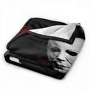 Horror Movie Blanket Mic-hael My-ers Halloween Super Soft Cozy Warm Fleece Throw Blanket Fluffy Plush Lightweight Bedding Quilts for All Season Bed Sofa Couch 80"x60" Large for Men Women