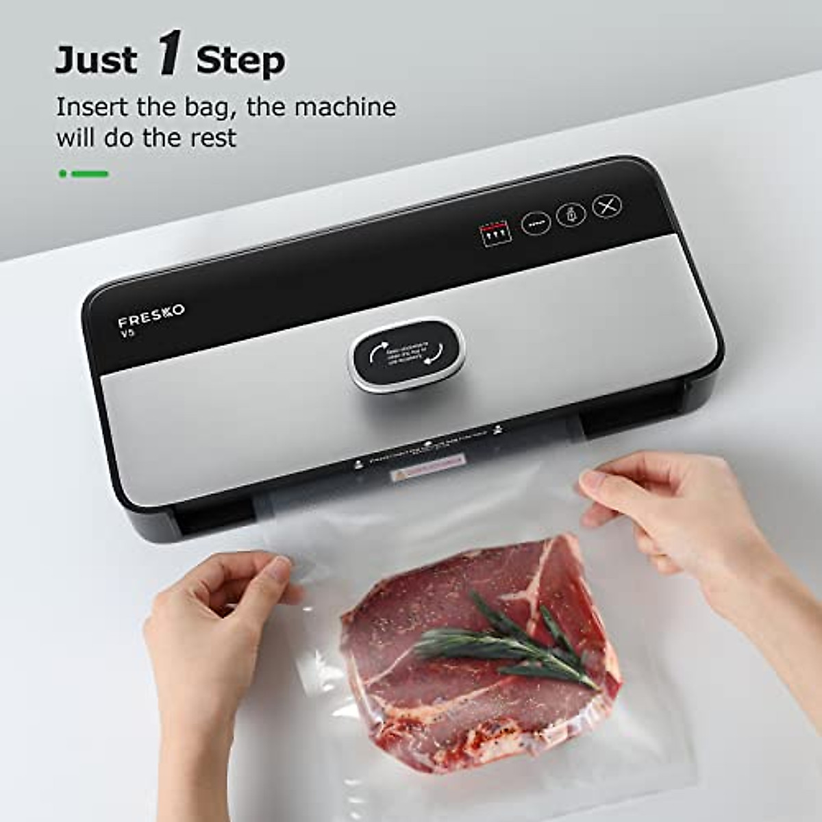 FRESKO Full Automatic Vacuum Sealer Machine, EasierVac Hands-Free Food Sealer with Bag Detection and LED Indicator (V5)