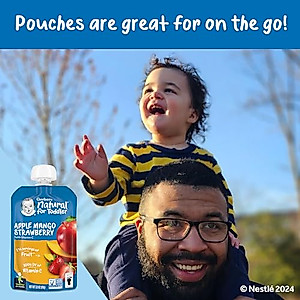 Gerber Baby Food Pouches, Toddler 12+ Months, Apple Mango Strawberry, 3.5 Ounce (Pack of 12)