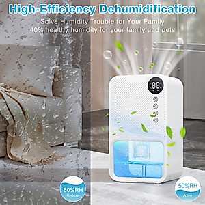 Dehumidifiers for Home with Digital Humidity Display, 37oz Basement Dehumidifier with 7 Colors LED, Auto Shut-Off, Timer & Laundry Dry, Small Dehumidifier for Bedroom, Bathroom, Basement, RV, Office