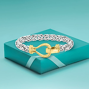 Ross-Simons Two-Tone Sterling Silver Byzantine Bracelet. 7 inches