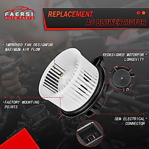 FAERSI HVAC Plastic Heater Blower Motor with Fan ABS Cage Replacement for Jeep Cherokee & Wrangler 1997-2001 Replaces# 4886150AA