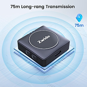 Zwide Professional Wireless Lavalier Microphone System M1 Plus(Black)+C1 (2TX+1RX+Charging Case), with 2.4GHz Real Time Monitoring, Compact Dual Transmitter & 1 Receiver with Noise Cancellation