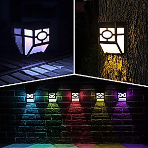 Solpex Solar Deck Lights,Solar Fence Lights, 2 Modes Christmas Decoration Lights,Unique Pattern, Waterproof Automatic Outside, Deck, Patio, Stairs, Yard, Steps, Path & Driveway (RGB & Black 8-Pack)