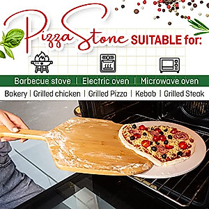 PANDA LAND EXTRA LARGE 15" PIZZA STONE| Circular Cordierite Pizza Stone For Oven Baking & BBQ Grilling | Durable and Safe Ceramic Baking Stone for Grill | Thermal Shock Resistant Cooking Stone 15 Inch