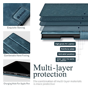 Antbox Case for iPad Pro 11 Inch 4th (2022)/3rd/2nd/1st Generation with Built-in Pencil Holder Auto Sleep/Wake Function PU Leather iPad Pro 11 Cover (Blue)
