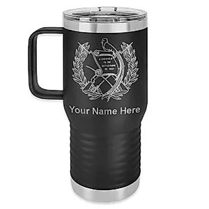 LaserGram 20oz Vacuum Insulated Travel Mug with Handle, Flag of Guatemala, Personalized Engraving Included (Black)