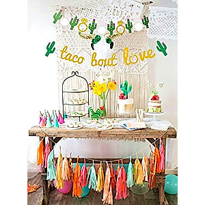 JeVenis Set of 2 Taco Bout Love Banner Taco Party Decoration Taco Banner Fiesta Decor for Fiesta Engagement Party Bachelorette Party or Wedding Shower Banner
