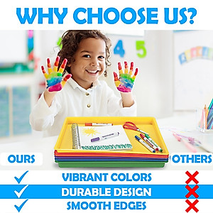 Fun Express Flat Plastic Tray - Set of 6 Multi-Color Plastic Trays for Engaging Art and Play - Long-Lasting Educational Trays for Active Kids - Unlock Creativity, Durable, Sturdy and Safe