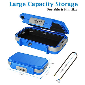 AMIR Portable Safe Box, Combination Security Case LockBox with Code, Waterproof Anti-Theft Mini Travel Safe Lockbox with Removable Chain, Portable Lock Box for Car Dorm Beach Hotel Personal Items Safe