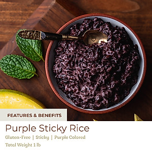 Fresh & Wild | Purple Sticky Rice | Jasmine Rice Variation from Thailand | Exotic Grains | 1 lb | Chef-inspired Ingredients