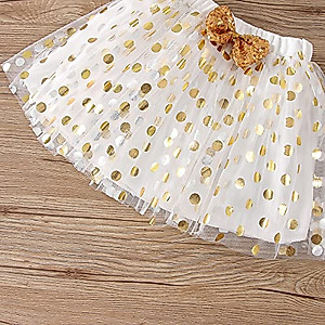 CBNRLOPOP Toddler Kids Baby Girls Outfits Birthday Princess T-Shirts Top Dot Bubble Tutu Skirt 2PCS Summer Dresses Set