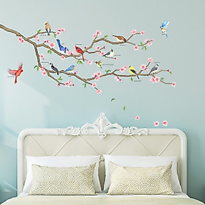 DECOWALL DAT-2004 Garden Birds on Tree Branch Kids Wall Stickers Wall Decals Peel and Stick Removable Wall Stickers for Kids Nursery Bedroom Living Room d?cor