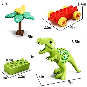Dinosaur Building Blocks Toys,Jurassic Theme Building Blocks,With A Counting Train,A Big T-rex,and Three Dinosaurs,Compatible With All Major Brands, Gift For Kids Toddlers Boys Girls Age 3,4,5,6,7,8+