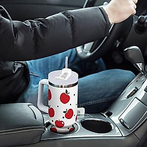 Cute Fruit Stainless Steel Vacuum Insulated Tumbler with Straw and Handle for Water, Insulated Tumbler Cups 30 OZ / 0.89 L