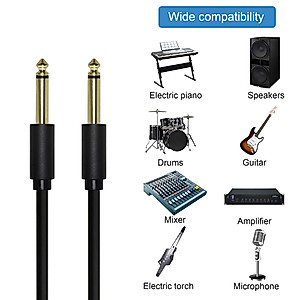GINTOOYUN 6.35mm Mono Guitar Instrument Cable,Straight 1/4 TS Male to Straght 1/4 TS Male Unbalanced Patch Cords,for Electric Bass Guitar,Amplifier Speaker,Line-Level Audio etc (Black-3m/10ft)